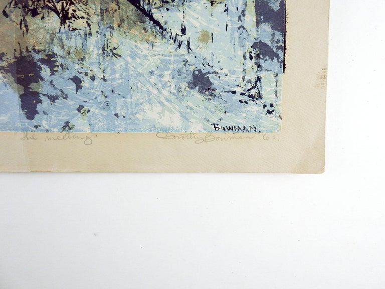 Modernist Medieval Cityscape Serigraph Print For Sale at 1stDibs