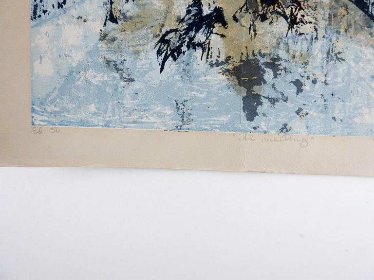 Modernist Medieval Cityscape Serigraph Print For Sale at 1stDibs