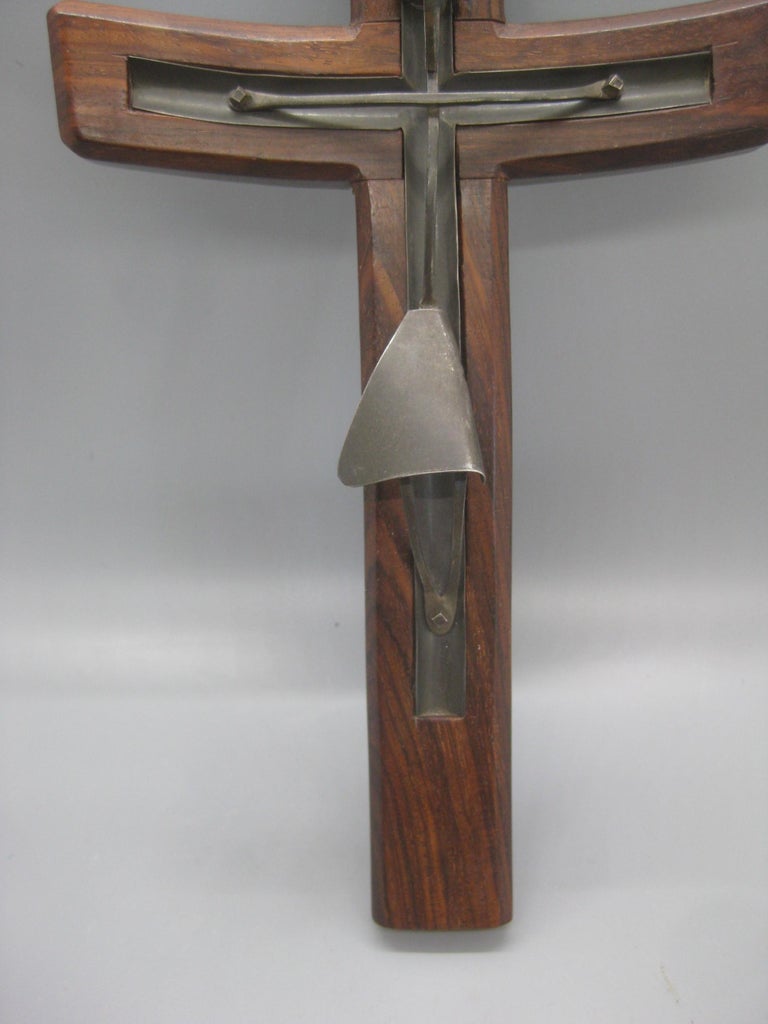 Modernist Mexican Taxco Sterling Silver Rosewood Crucifix Cross ...