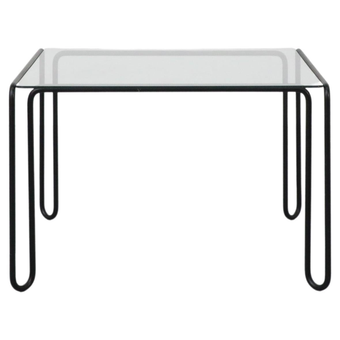 Modernist Mid-Century Black Wire Frame Coffee Table with Square Glass ...