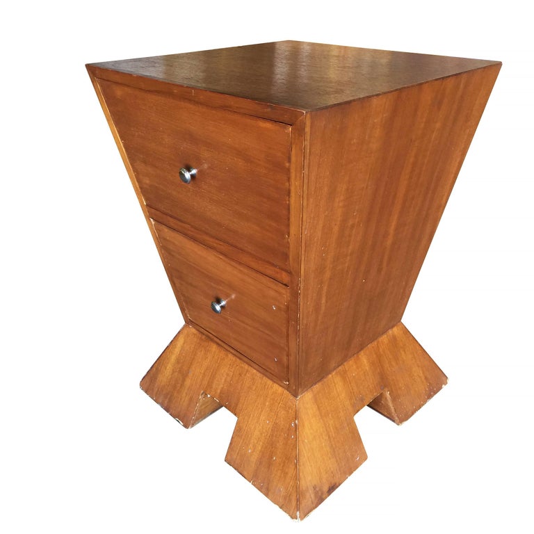 Modernist Midcentury Inverted Triangle Bedside Table For Sale at 1stDibs