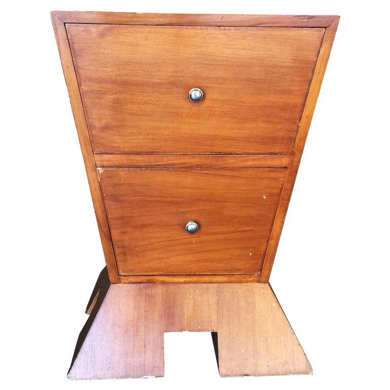 Modernist Midcentury Inverted Triangle Bedside Table For Sale at 1stDibs