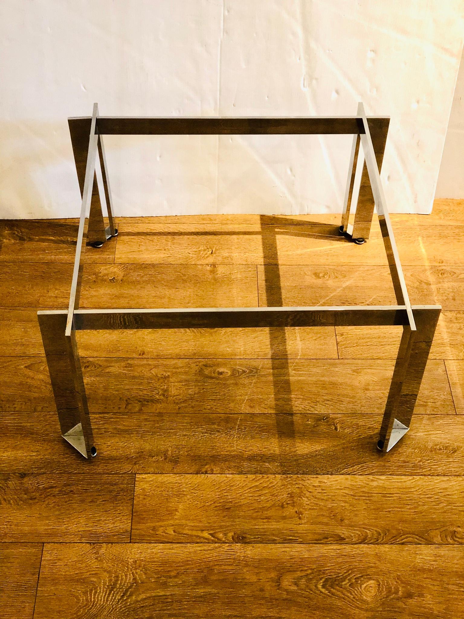 Modernist Midcentury Solid Steel Chrome Finish Square Coffee Table Base ...