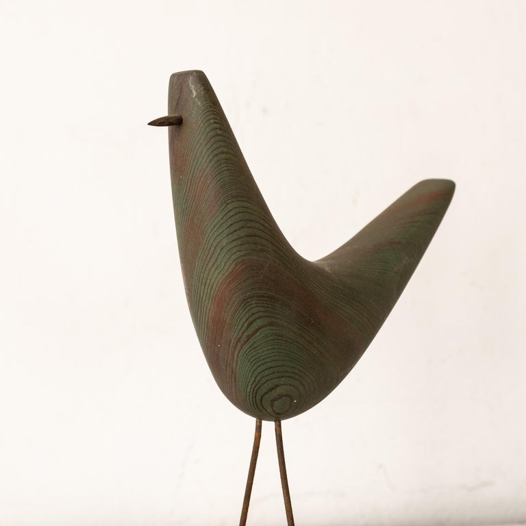 Modernist Mid-Century Wood and Stone Bird Sculpture For Sale at 1stDibs