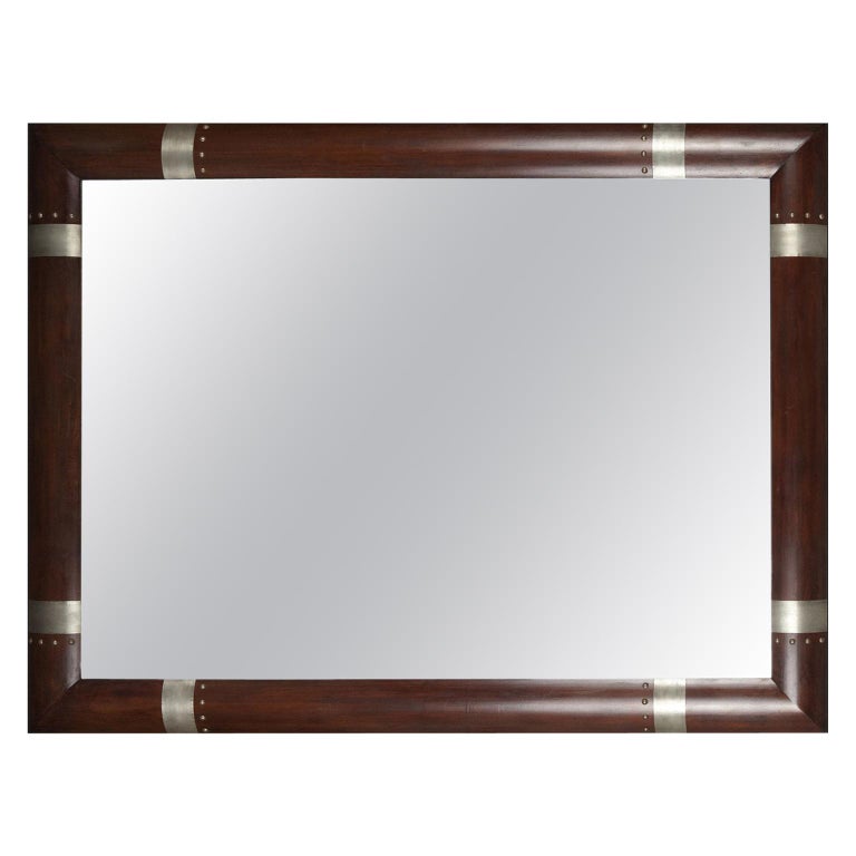 Modernist Mirror with Wood Frame and Silvered Inlaid Patterns For Sale ...