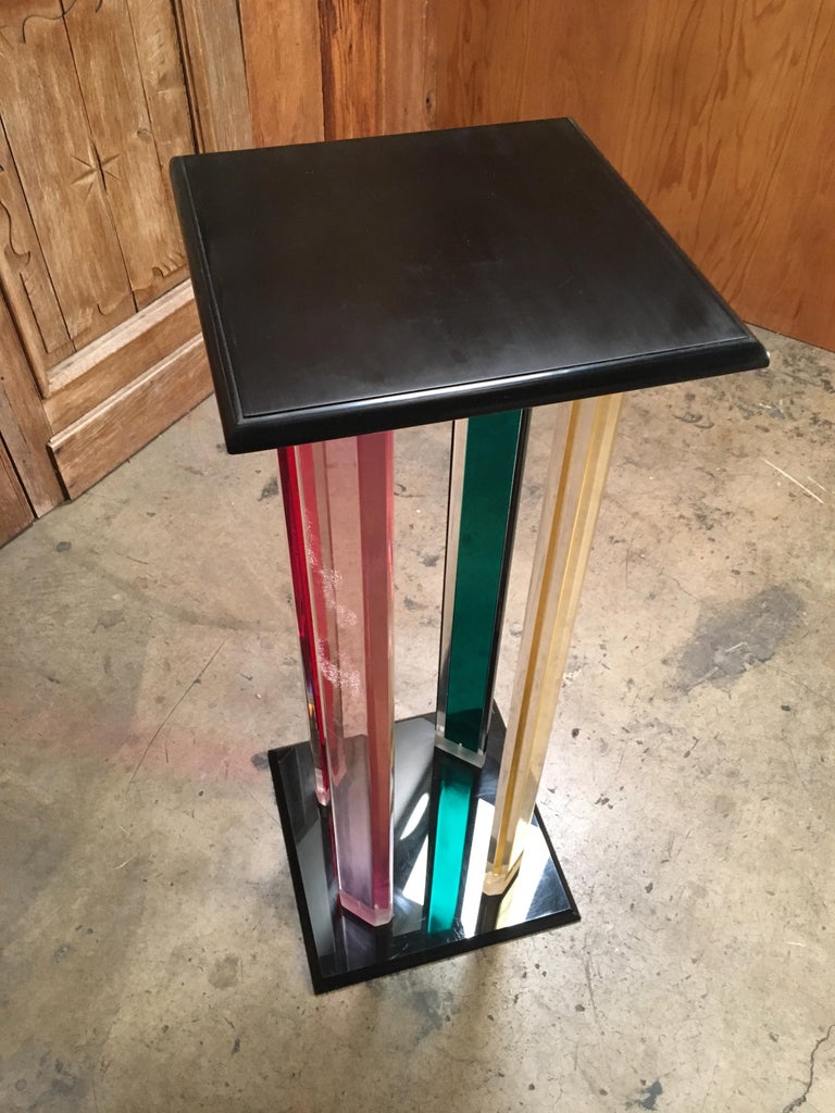 Modernist Multicolored Lucite Stand at 1stDibs | plexiglass pedestal