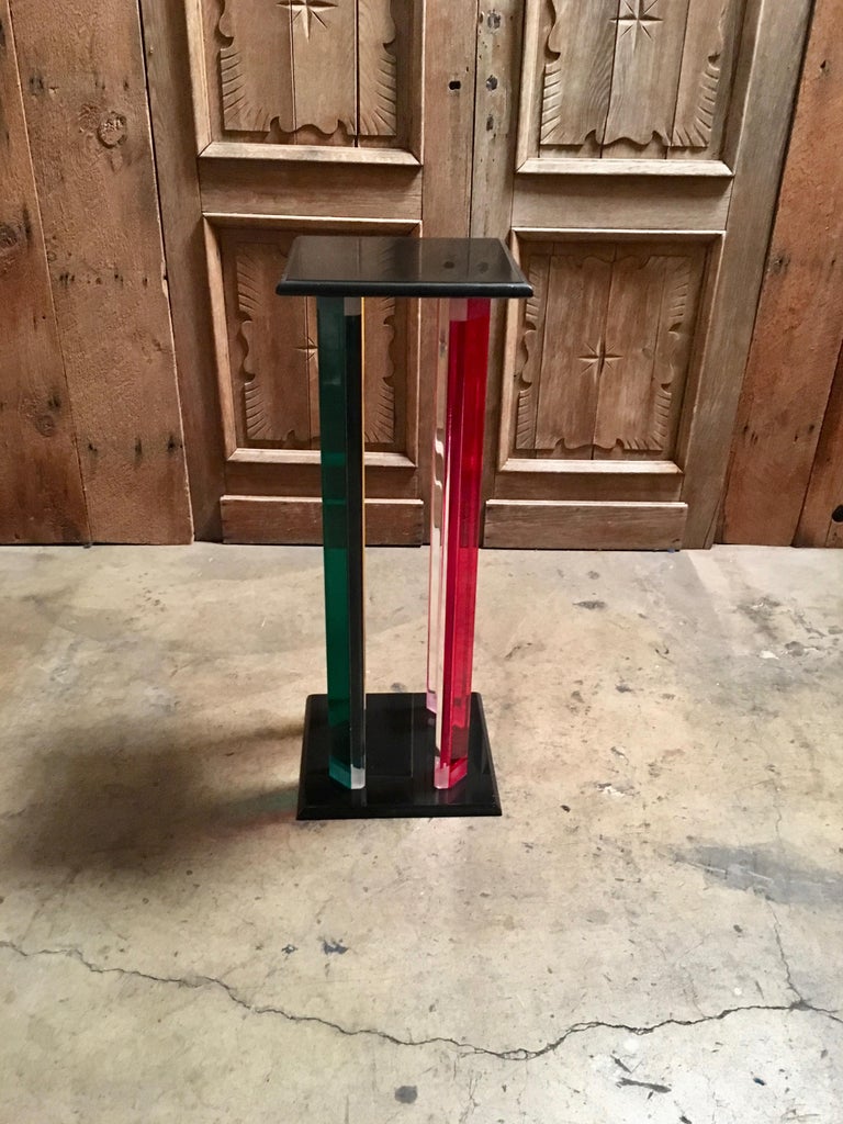 Modernist Multicolored Lucite Stand at 1stDibs | plexiglass pedestal