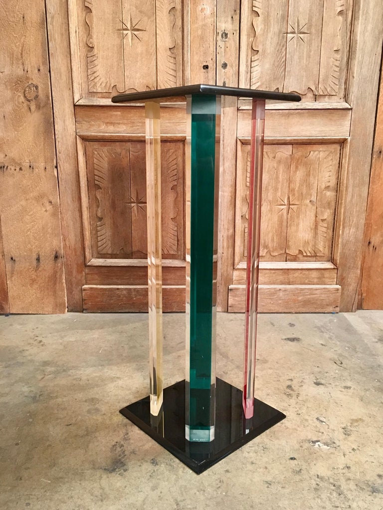 Modernist Multicolored Lucite Stand at 1stDibs | plexiglass pedestal