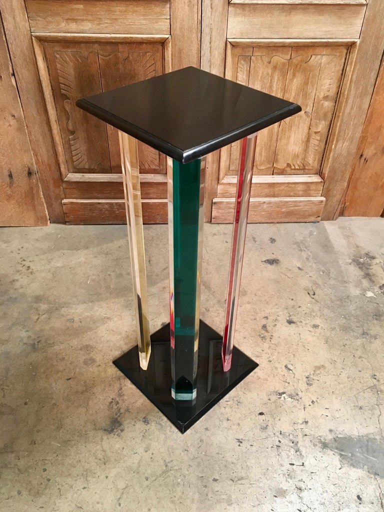 Modernist Multicolored Lucite Stand at 1stDibs | plexiglass pedestal