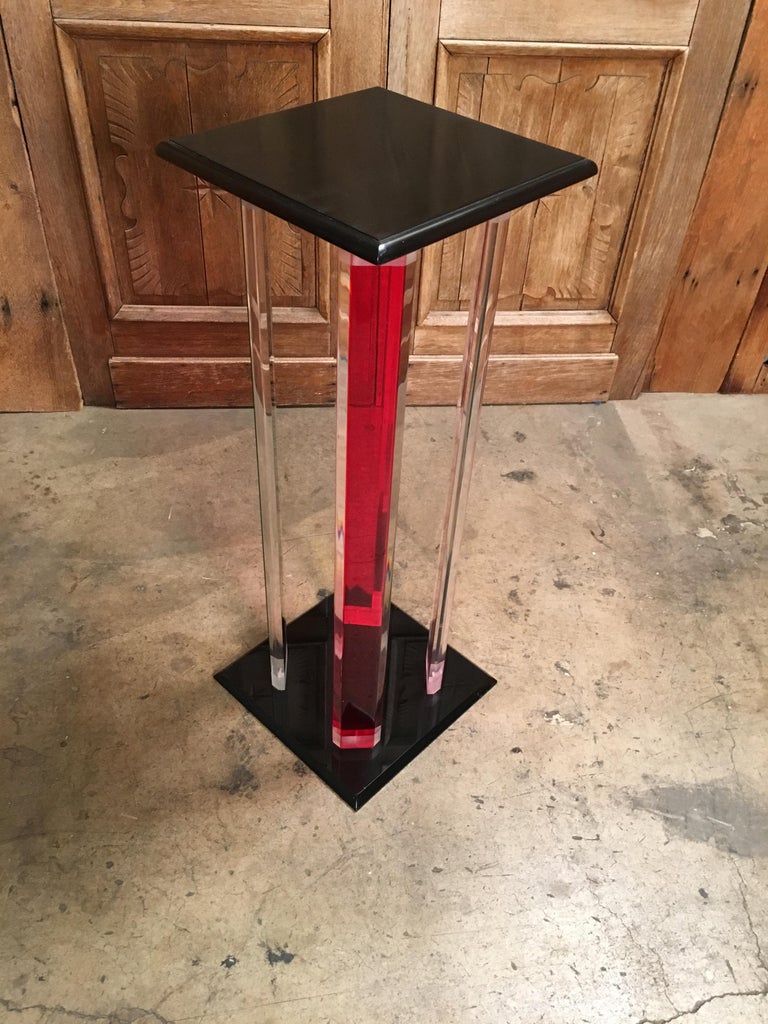 Modernist Multicolored Lucite Stand at 1stDibs | plexiglass pedestal