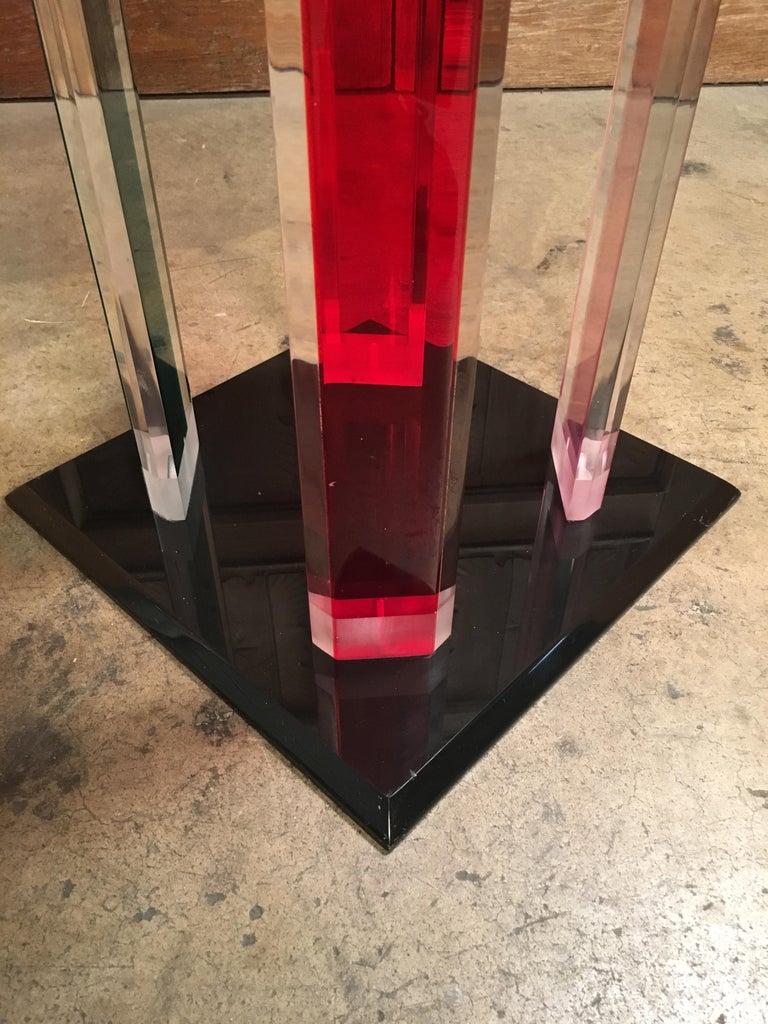 Modernist Multicolored Lucite Stand at 1stDibs | plexiglass pedestal