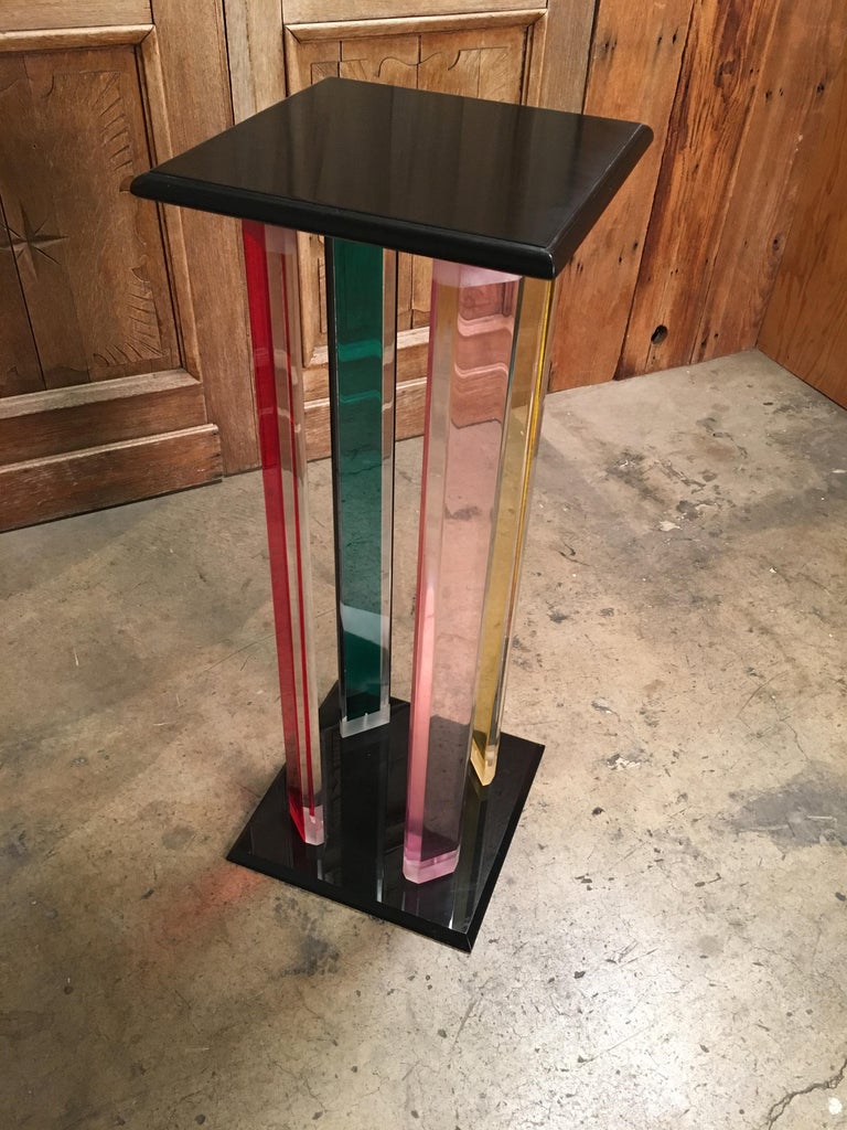 Modernist Multicolored Lucite Stand at 1stDibs | plexiglass pedestal