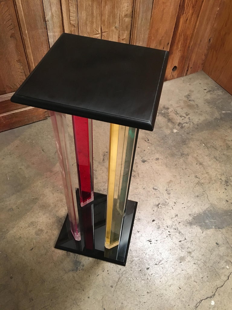 Modernist Multicolored Lucite Stand at 1stDibs | plexiglass pedestal