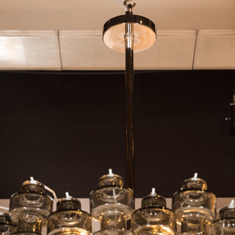 Modernist Murano Glass Smoked Silver Barbell Chandelier with Brass ...