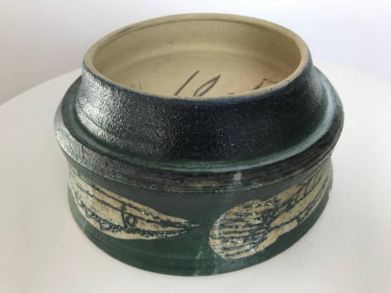 Modernist Neolithic Fish Studio Ceramic Bowl by Listed Artist Frank ...