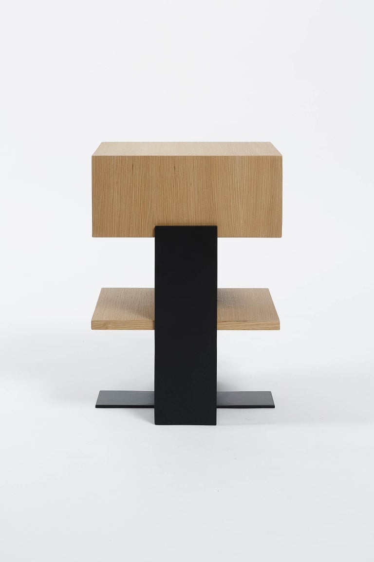 Modernist Night Stand in Oak and black steel For Sale at 1stDibs