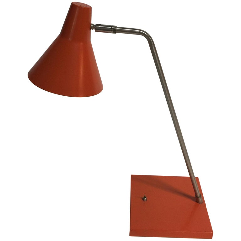 Modernist Orange Metal Desk Lamp at 1stDibs