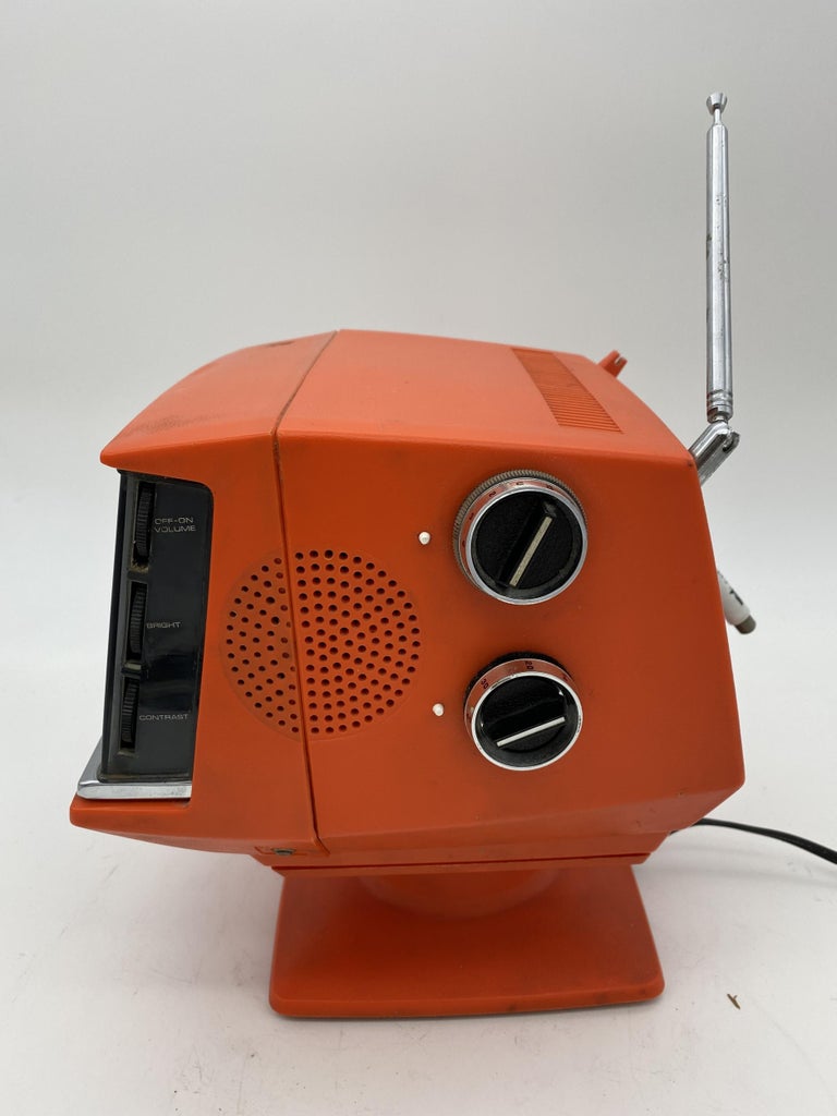 Modernist Orange Space Age Sharp Television, Model 3s-111 R at 1stDibs