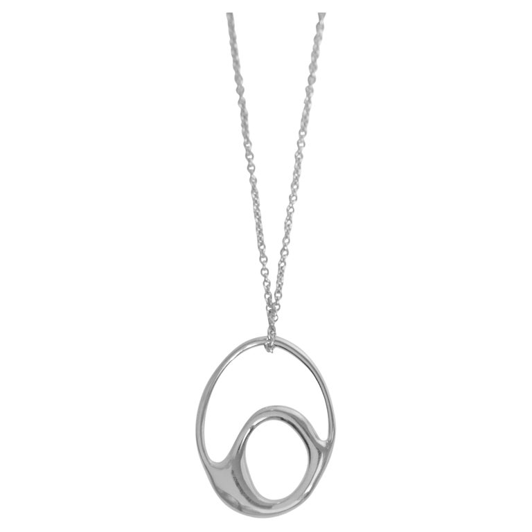 Modernist Organic Loop Pendant in Recycled Silver For Sale at 1stDibs