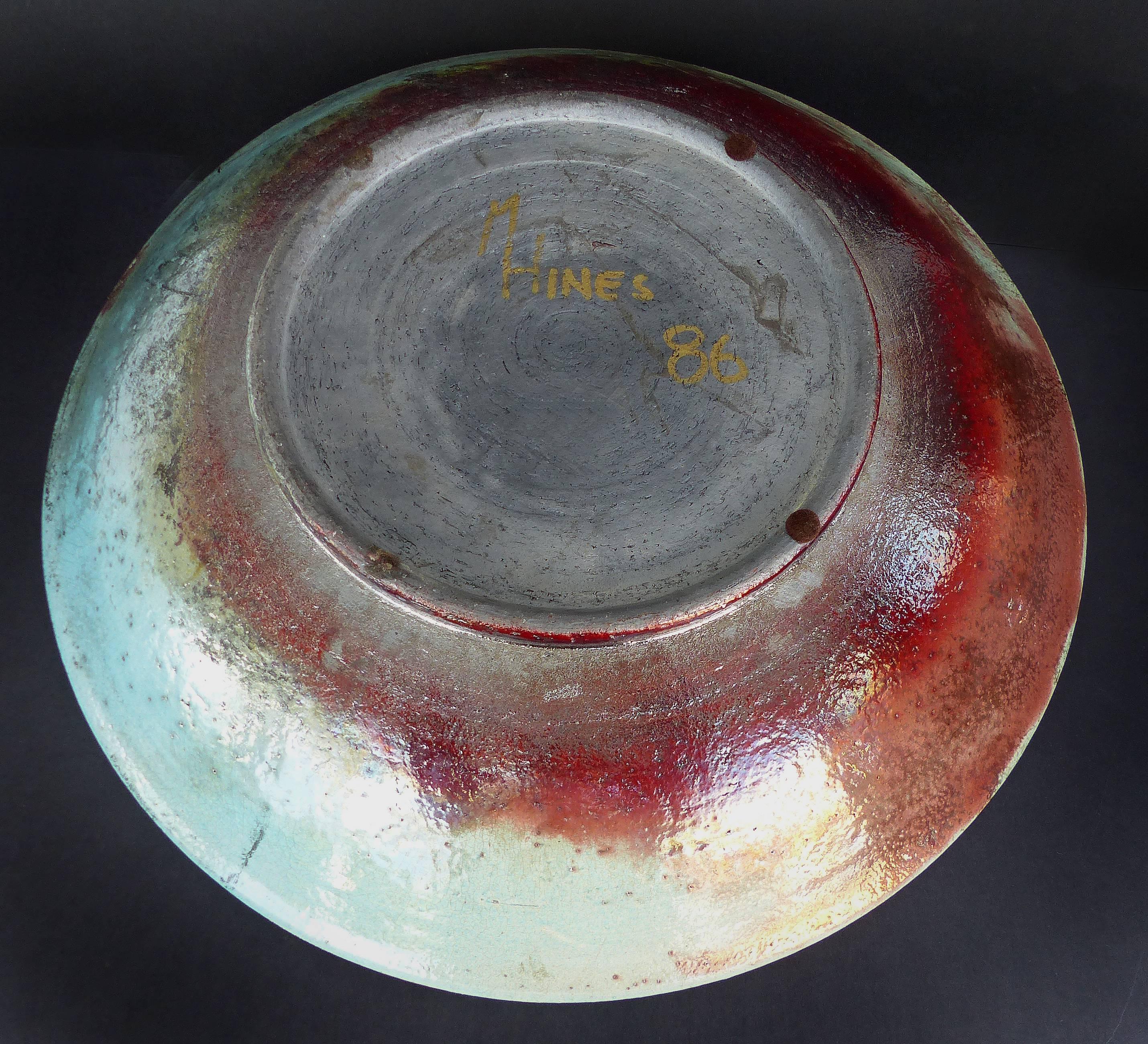 Modernist Overscale Glazed Ceramic Bowl on Stand by Mark Hines, 1986 ...