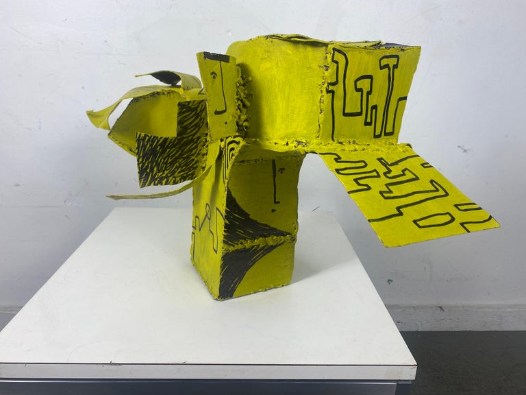 Modernist Painted Steel and Black Marker Graffitied Sculpture, Metzen ...