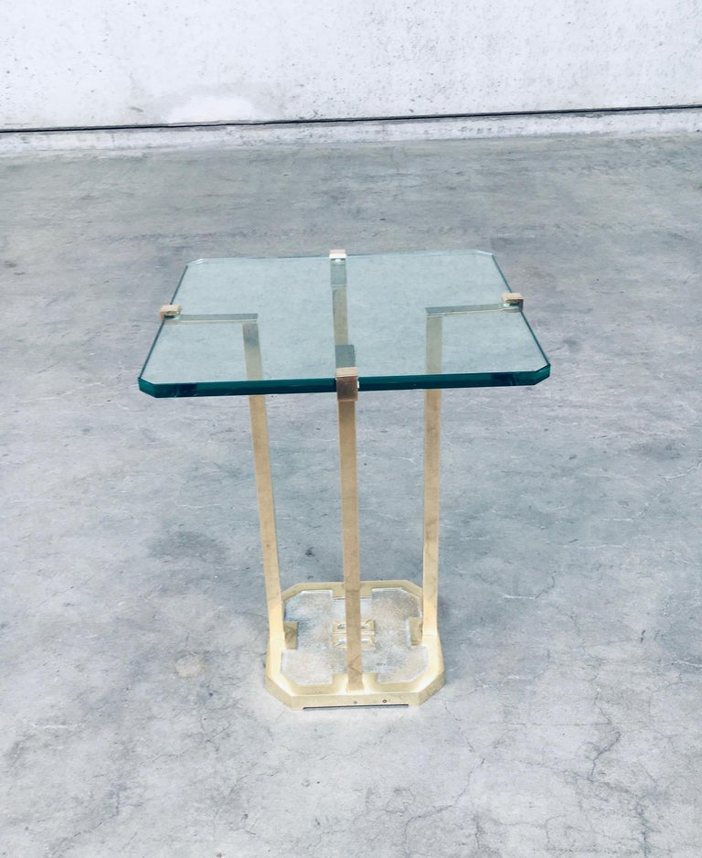 Modernist Patinated Brass and Glass Side Table Model T18 by Peter ...