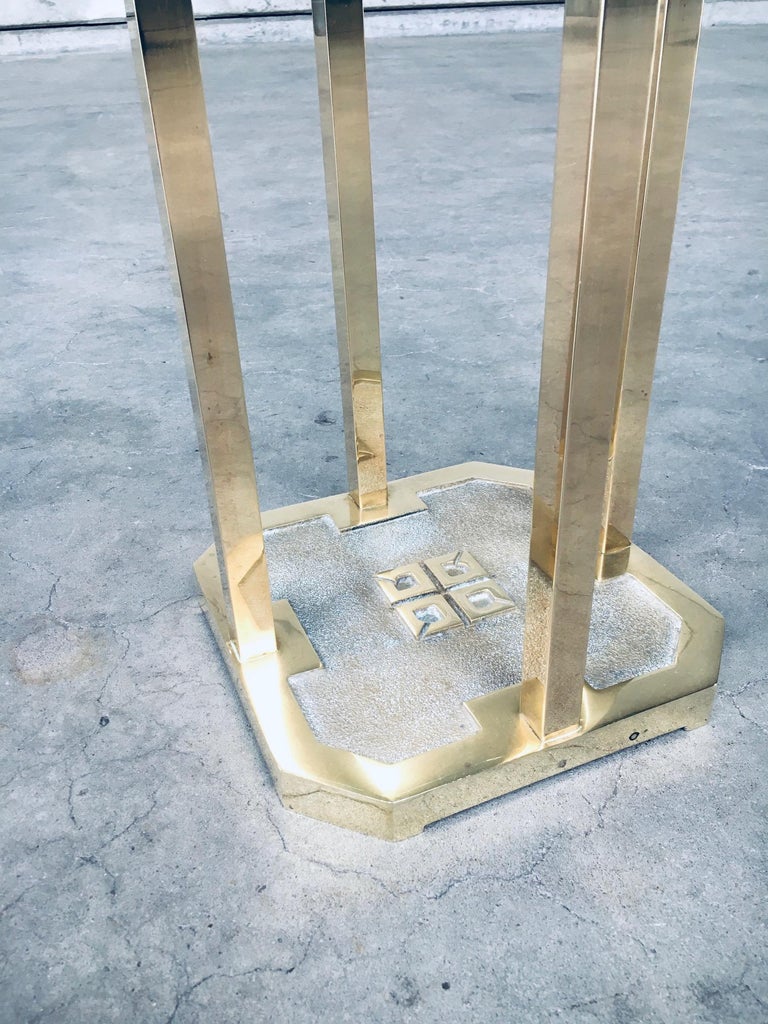 Modernist Patinated Brass and Glass Side Table Model T18 by Peter ...