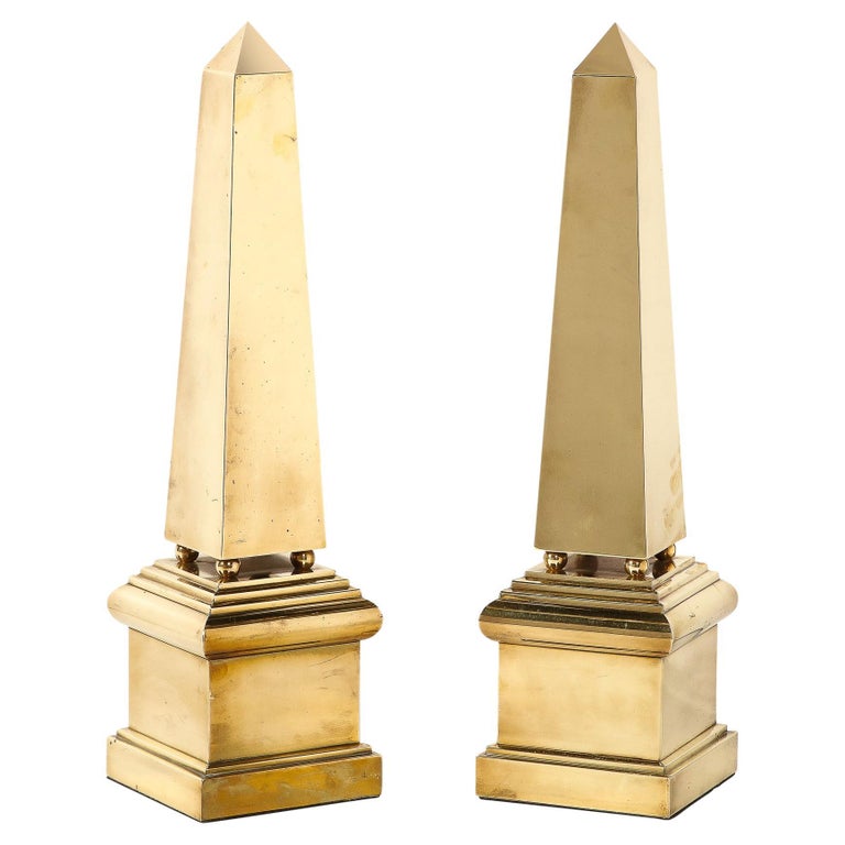 Modernist Polished Brass Obelisks with Tiered and Skyscraper Style ...