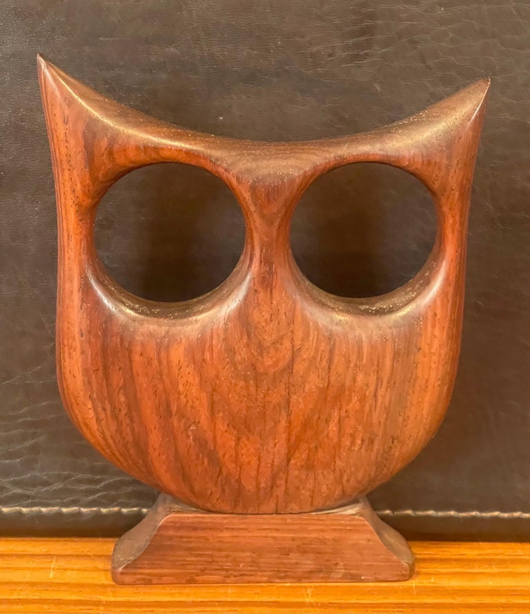 Modernist Rosewood Owl Sculpture For Sale at 1stDibs