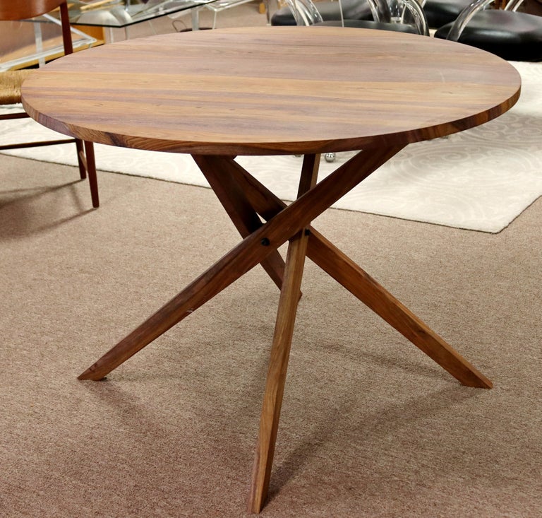 Modernist Round Wood Dinette Game Table w Jax Style Base at 1stDibs