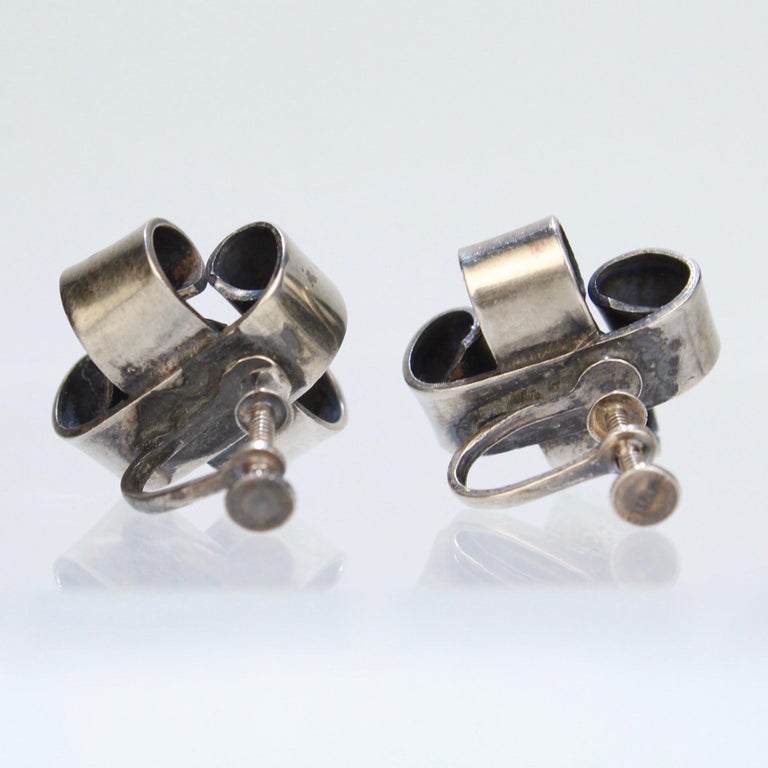 Modernist Sam Kramer Moonstone and Sterling Silver Demiparure Brooch ...