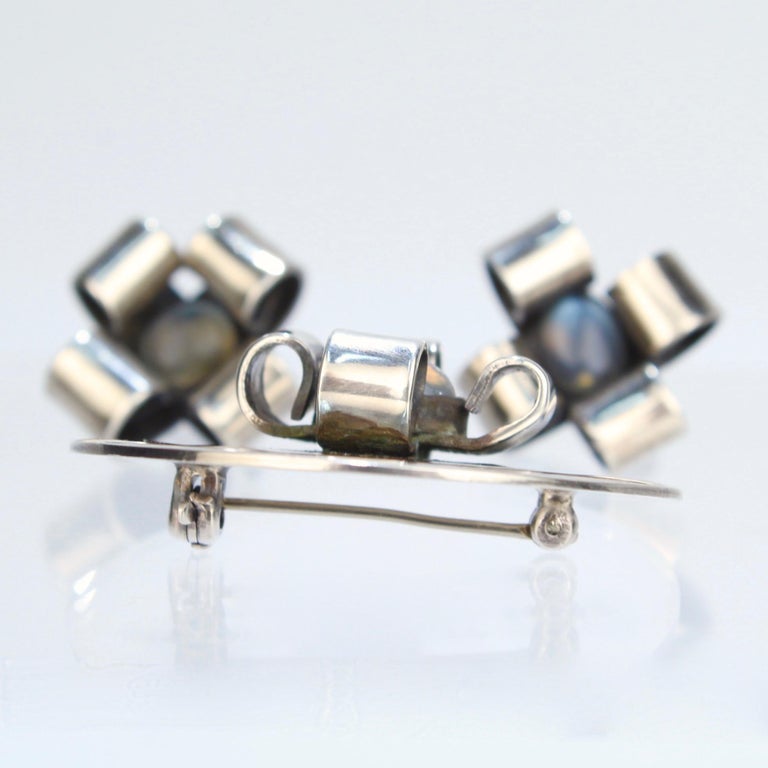 Modernist Sam Kramer Moonstone and Sterling Silver Demiparure Brooch ...