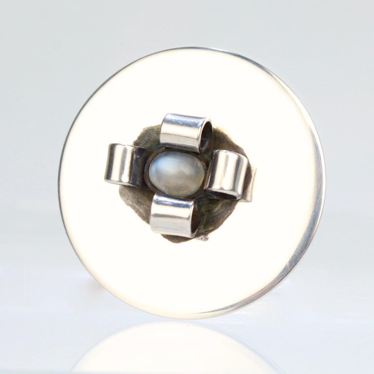 Modernist Sam Kramer Moonstone and Sterling Silver Demiparure Brooch ...