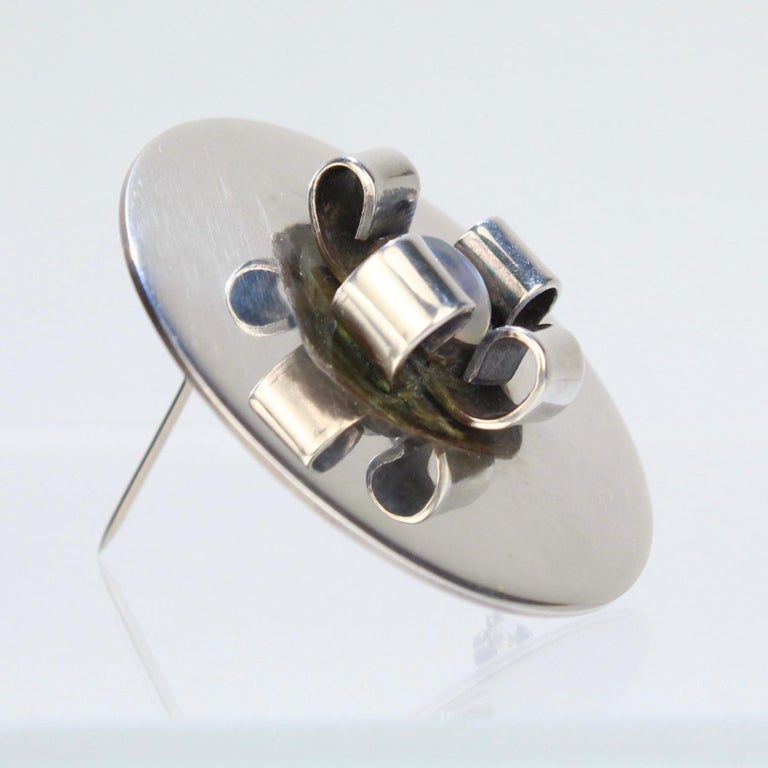 Modernist Sam Kramer Moonstone and Sterling Silver Demiparure Brooch ...