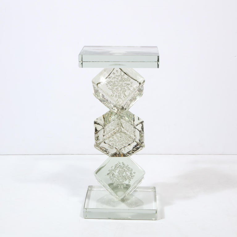Modernist Sculptural Cubic Handblown Translucent Murano End/ Side Table ...