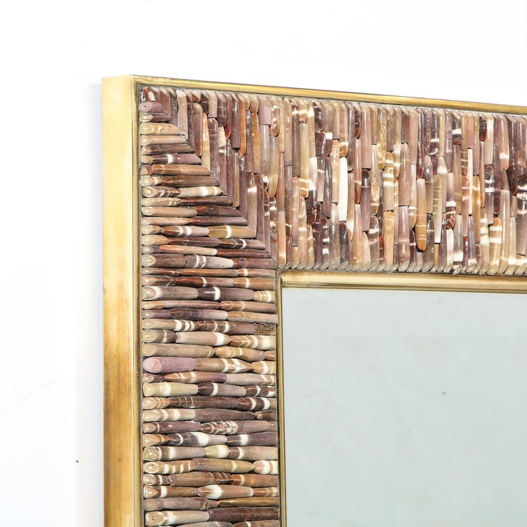 Modernist Sea Urchin Spine Mirror in Sculpted Brass in Style of Joseph ...