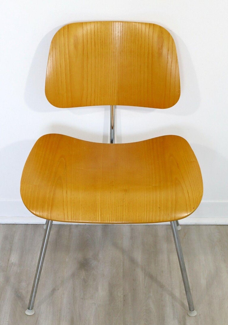 Modernist Set of 4 Eames for Herman Miller DCW Chrome Wood Chairs 2000s ...