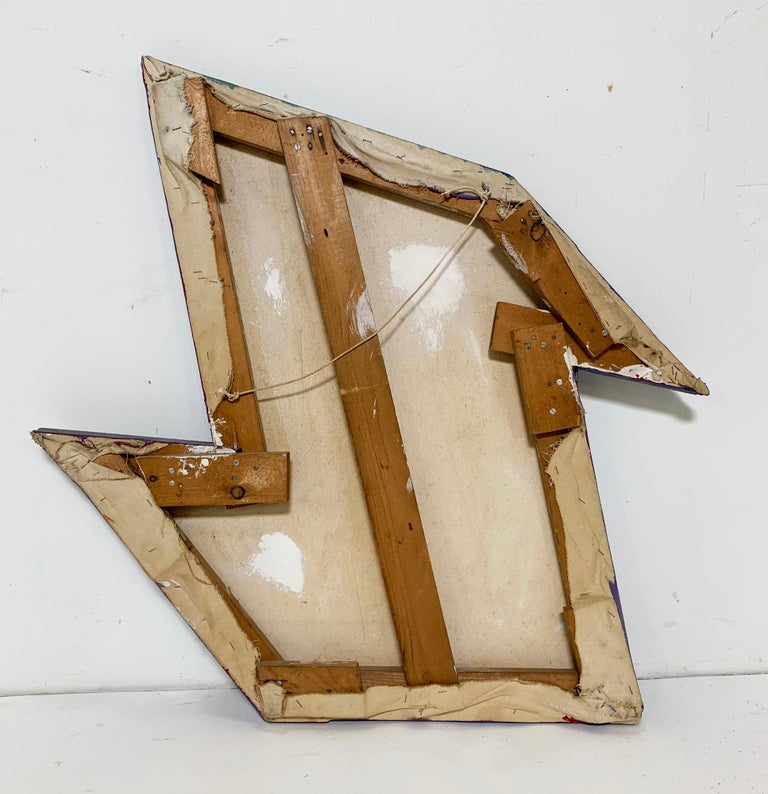 Modernist Shaped Canvas Painting in Manner of Frank Stella, circa 1970s ...