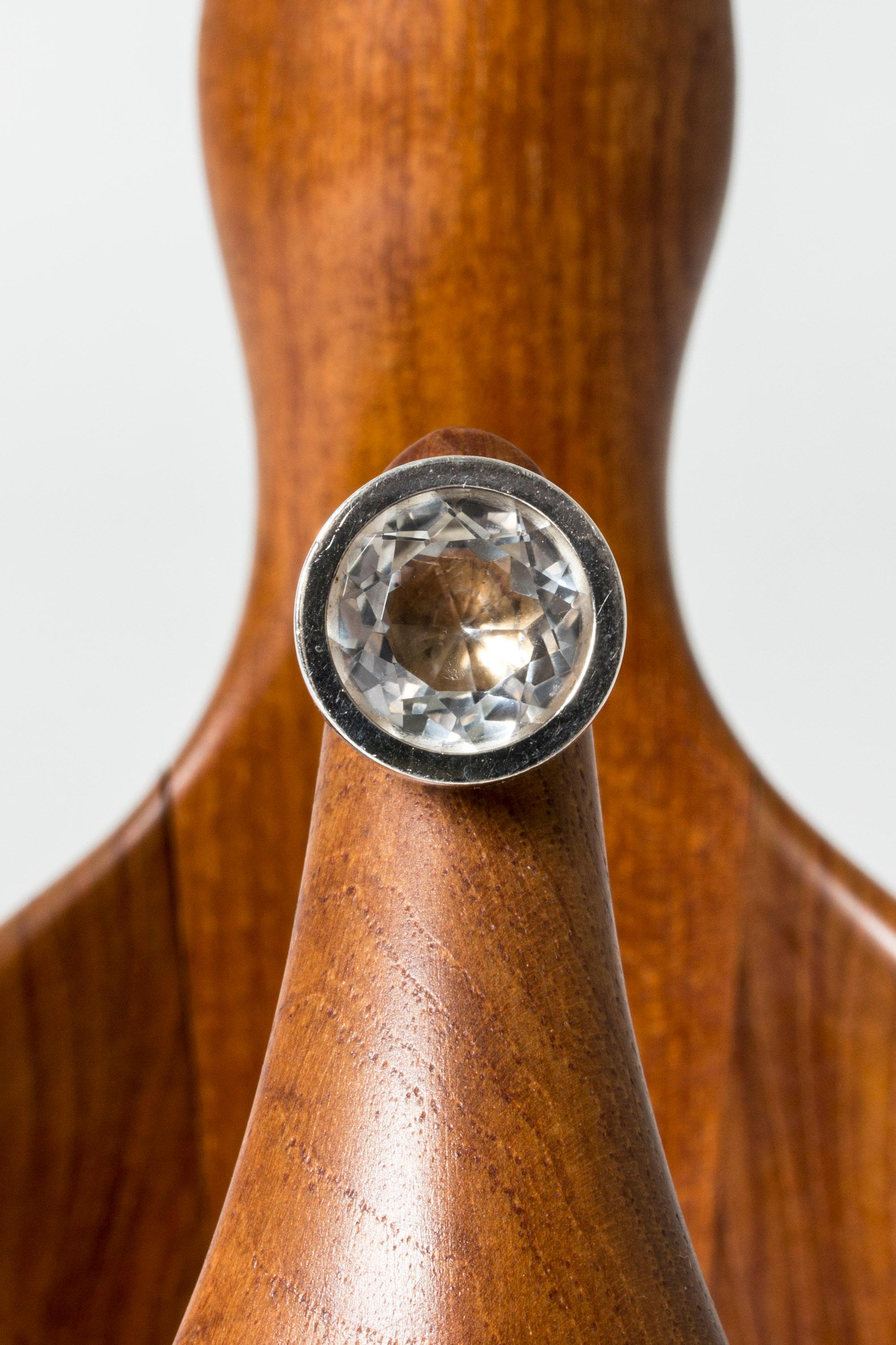 Modernist Silver and Rock Crystal Ring by Elis Kauppi, Finland, 1960s ...