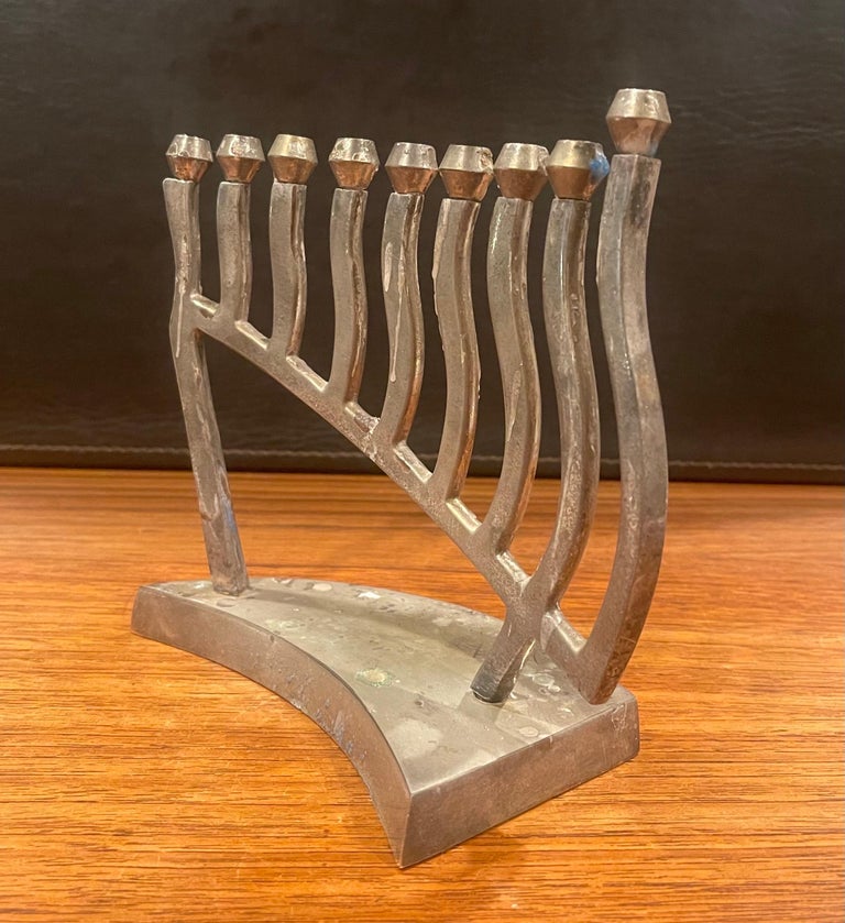 Modernist Silver Plate Menorah For Sale at 1stDibs