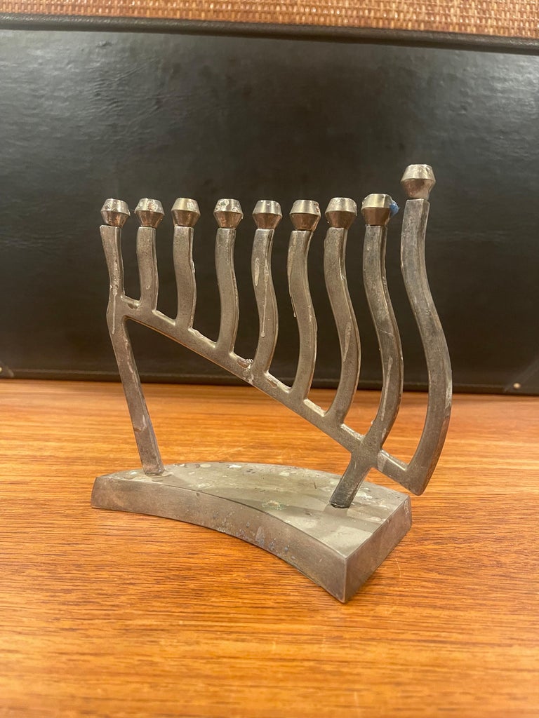 Modernist Silver Plate Menorah For Sale at 1stDibs
