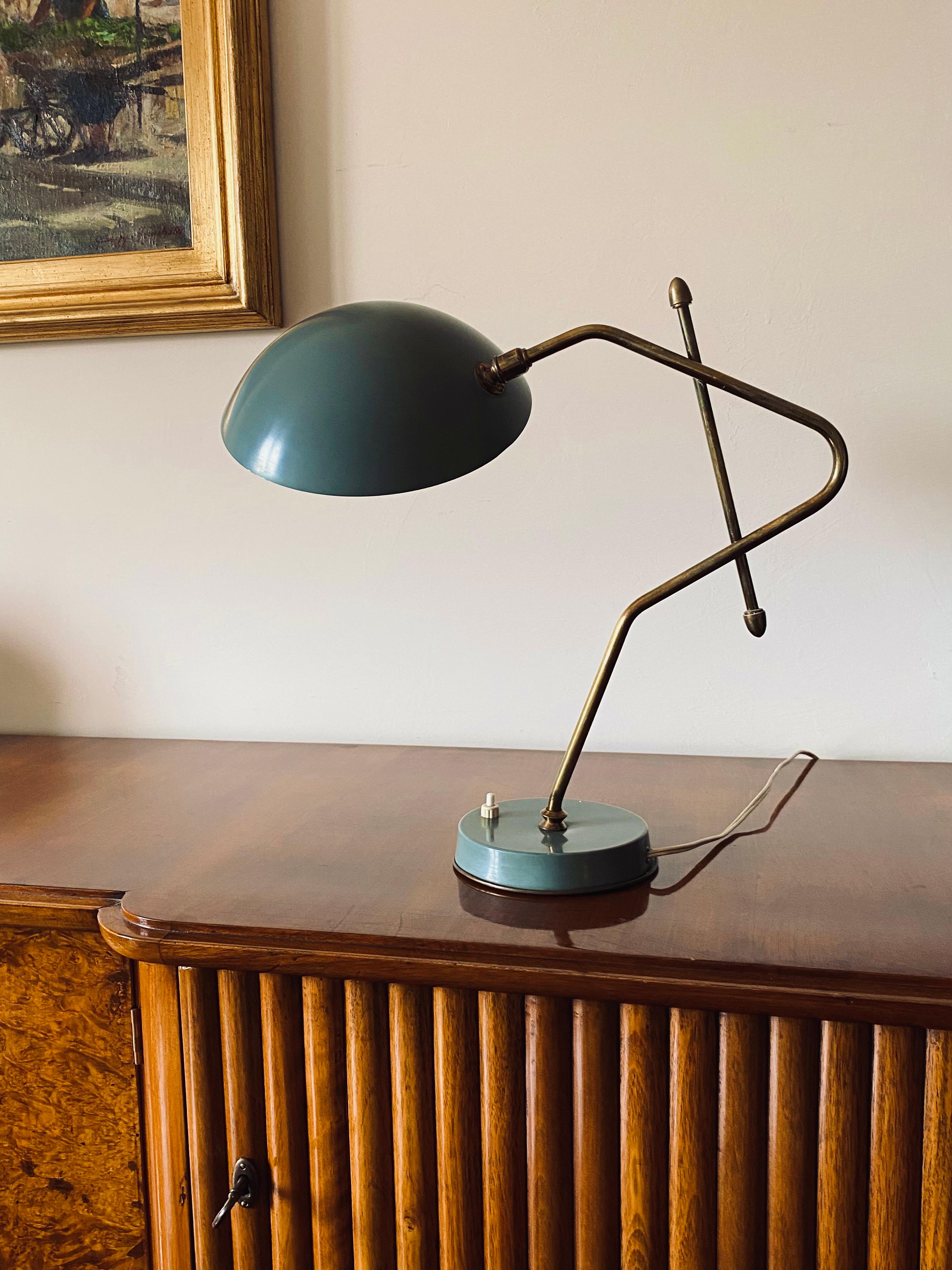 Modernist Smoke / Light Blue Table Lamp, France, 1960s For Sale at 1stDibs