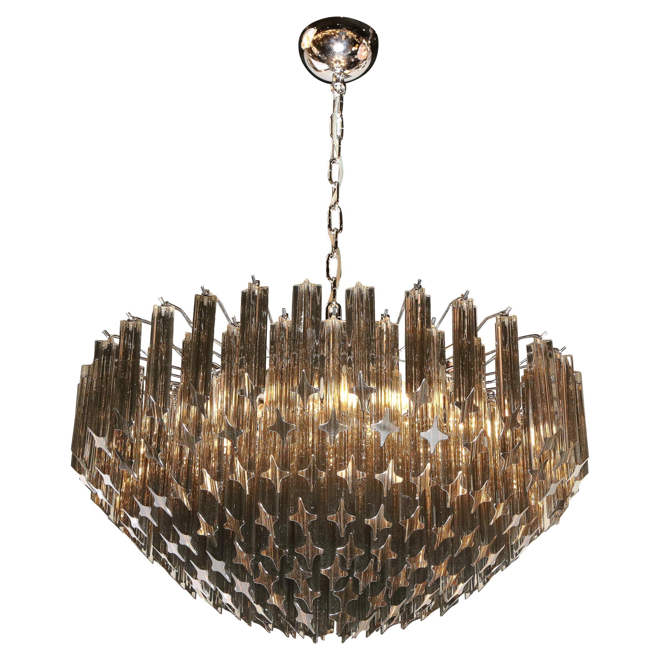 Modernist Two-Tier Transparent Triedre Murano Camer Glass Rectangular ...