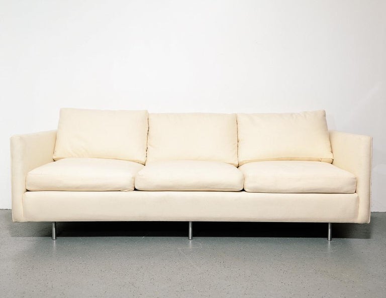 Modernist Sofa in White Wool at 1stDibs