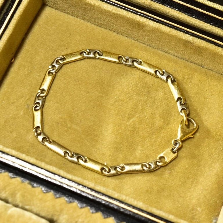 Modernist Solid 18K Two-Tone Gold Link Bracelet For Sale at 1stDibs