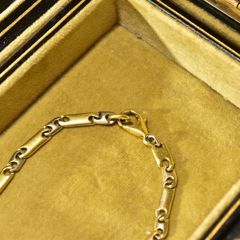 Modernist Solid 18K Two-Tone Gold Link Bracelet For Sale at 1stDibs