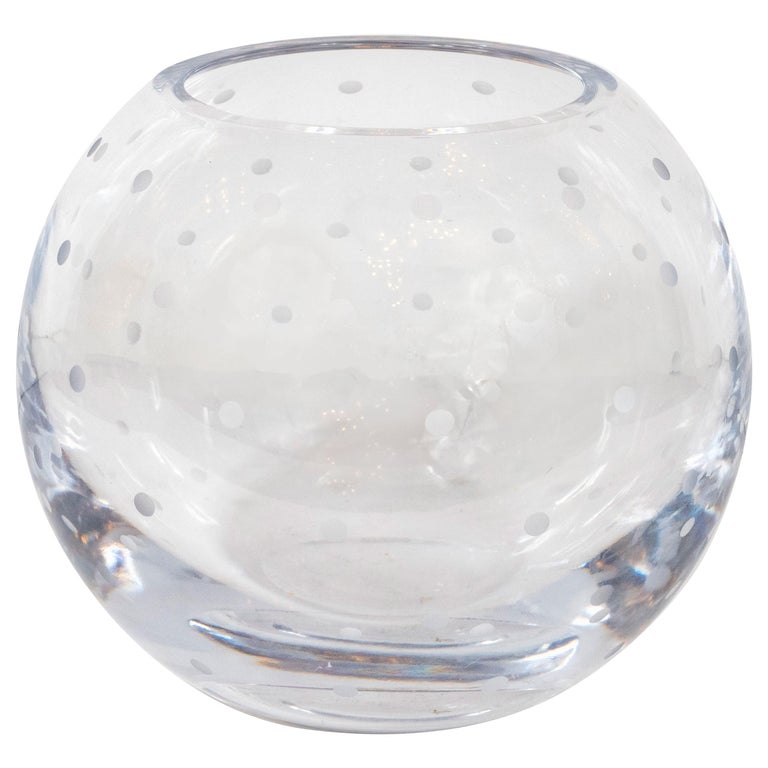 Modernist Spherical Etched and Dotted Translucent Decorative Bowl For ...
