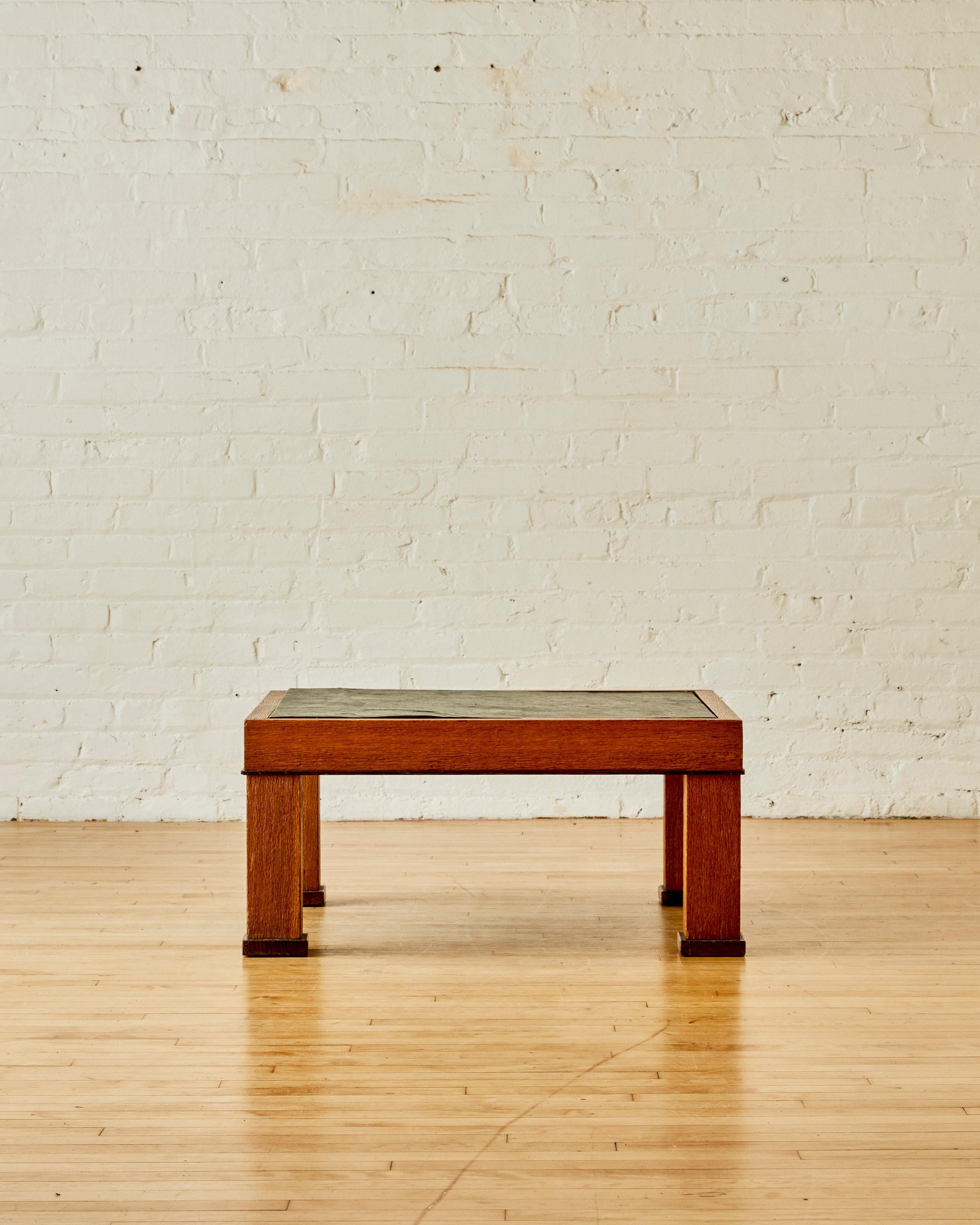 Modernist square coffee table with slate top and oak base For Sale at ...