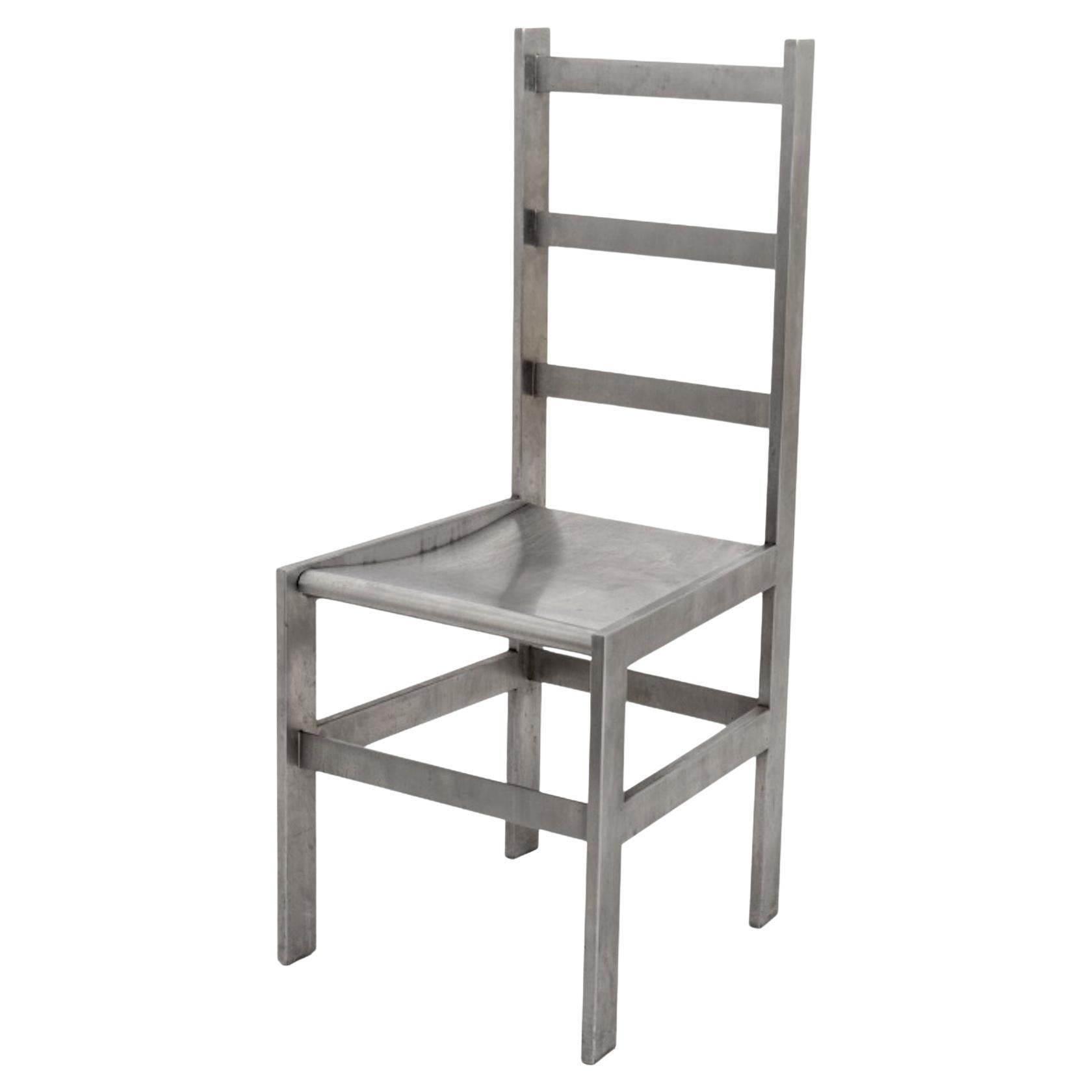 Modernist Stainless Steel Ladderback Chair For Sale at 1stDibs