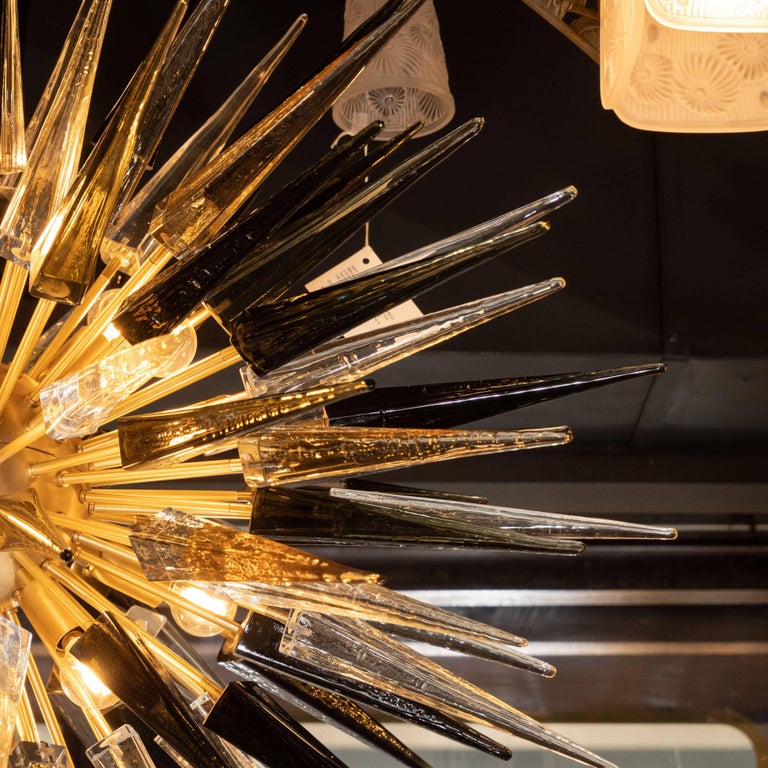 Modernist Starburst Chandelier with Clear, Smoked and Graphite Glass ...
